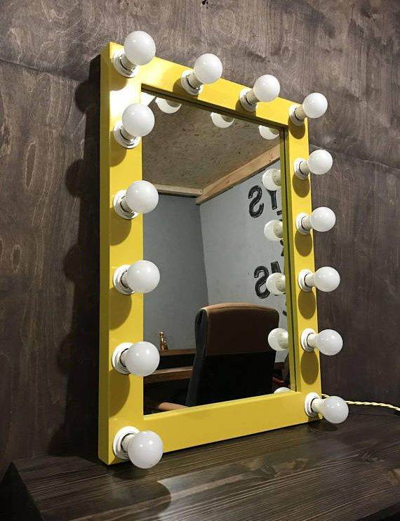 Glowing Yellow Vanity Mirror | Makeup Mirrors - Mirrorwalla